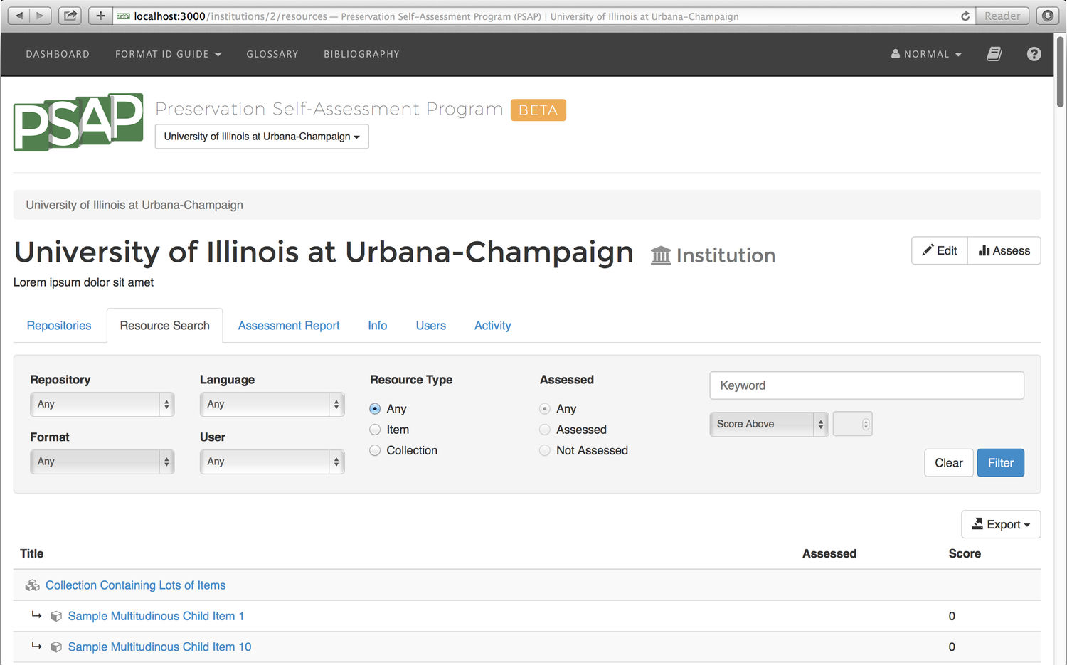Preservation Self-Assessment Program (PSAP) | User Manual
